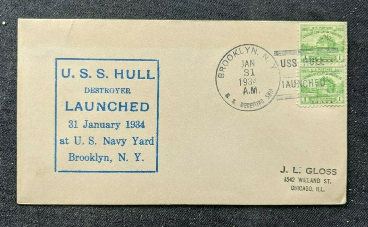 1934 USS USS Hull Launched US Navy Cover to Chicago Illiniois | United ...
