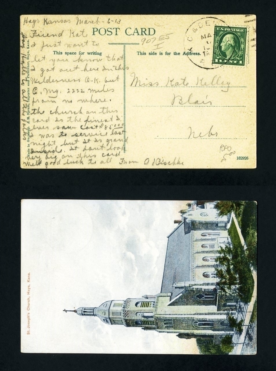 # 405 Picture Postcard of St. Josephs Church, K.C. & Denver, RPO - 3-6 ...