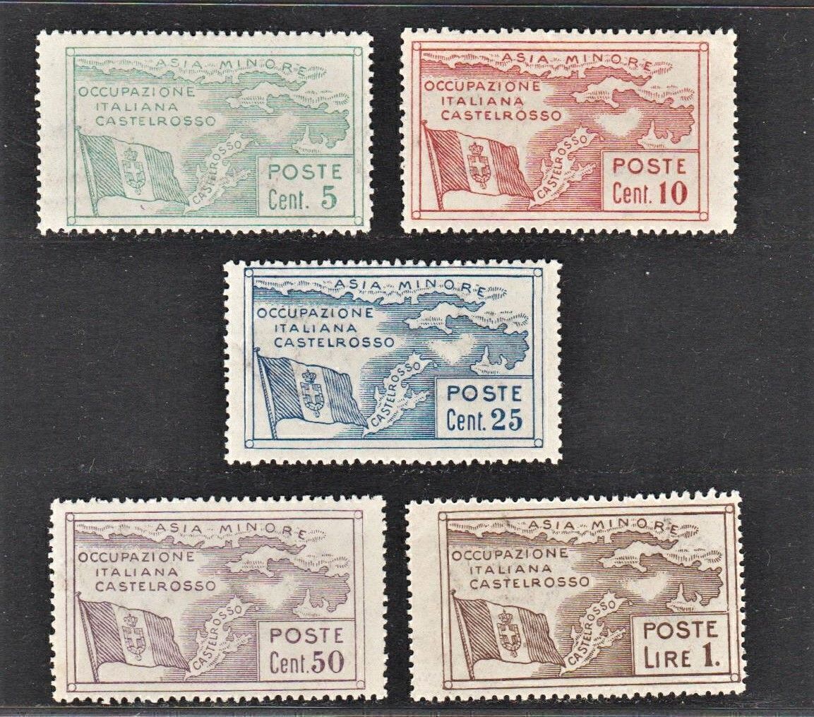 Italy Castelrosso 1923 Map of Mediterranean island (5v Cpt)a MNH CV$80 ...