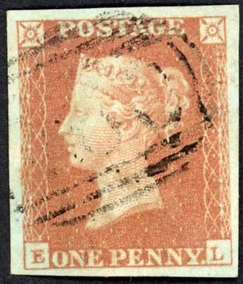 1841 Penny Red (EL) Plate 106 GIG STAMP Fine Four Margins Cat 40 ...