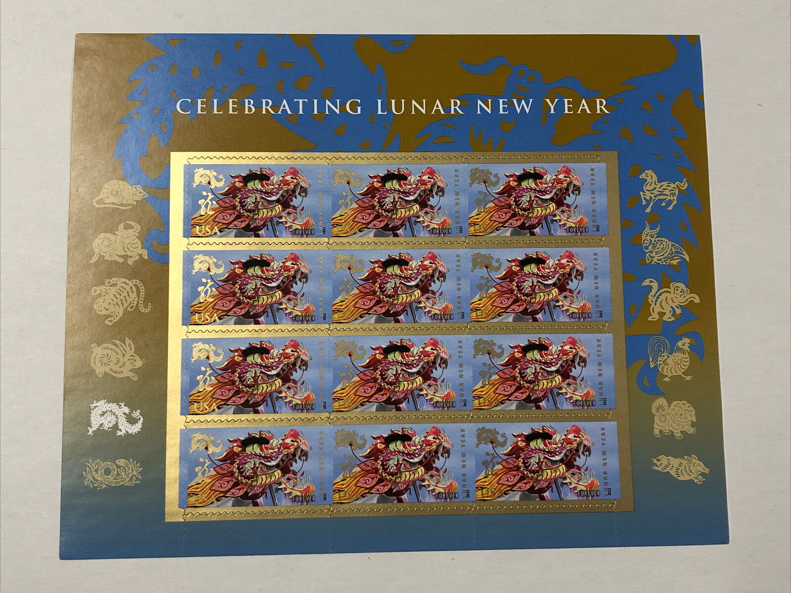 2012 Scott 4623 "Year of the Dragon" Lunar New Year Sheet 12 Forever US ...