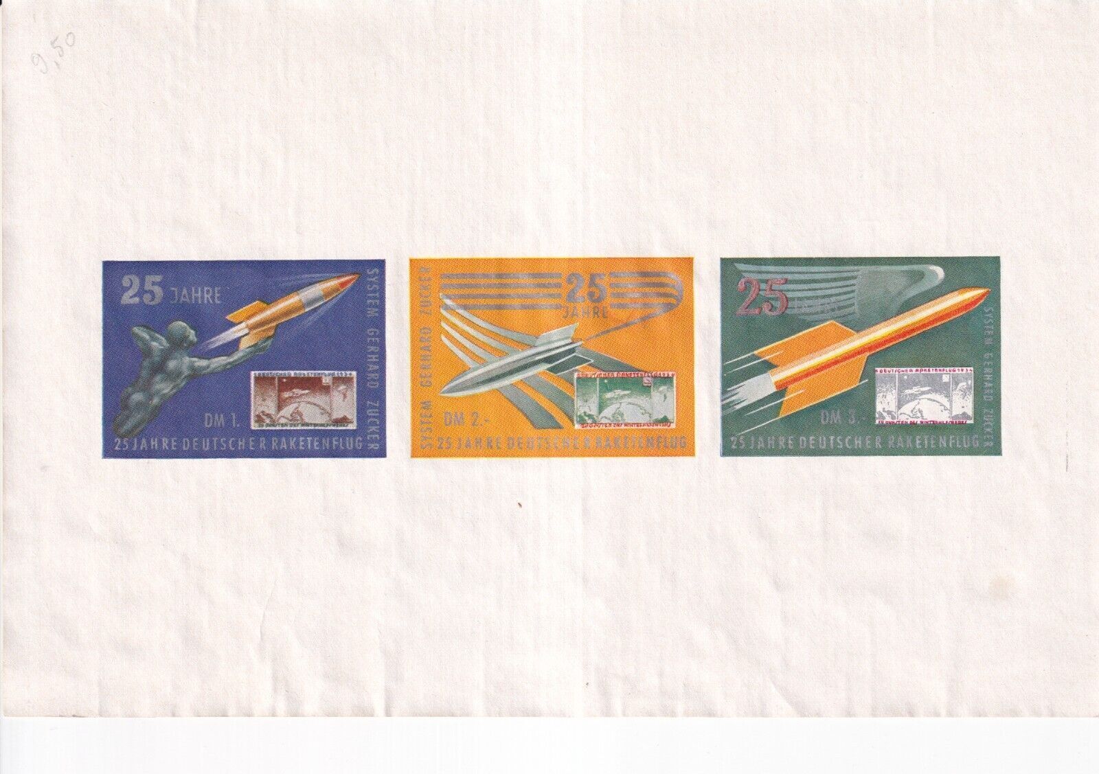 SA30c Germany 25 years of rocket flight Gerhard Zucker sheet imperf ...