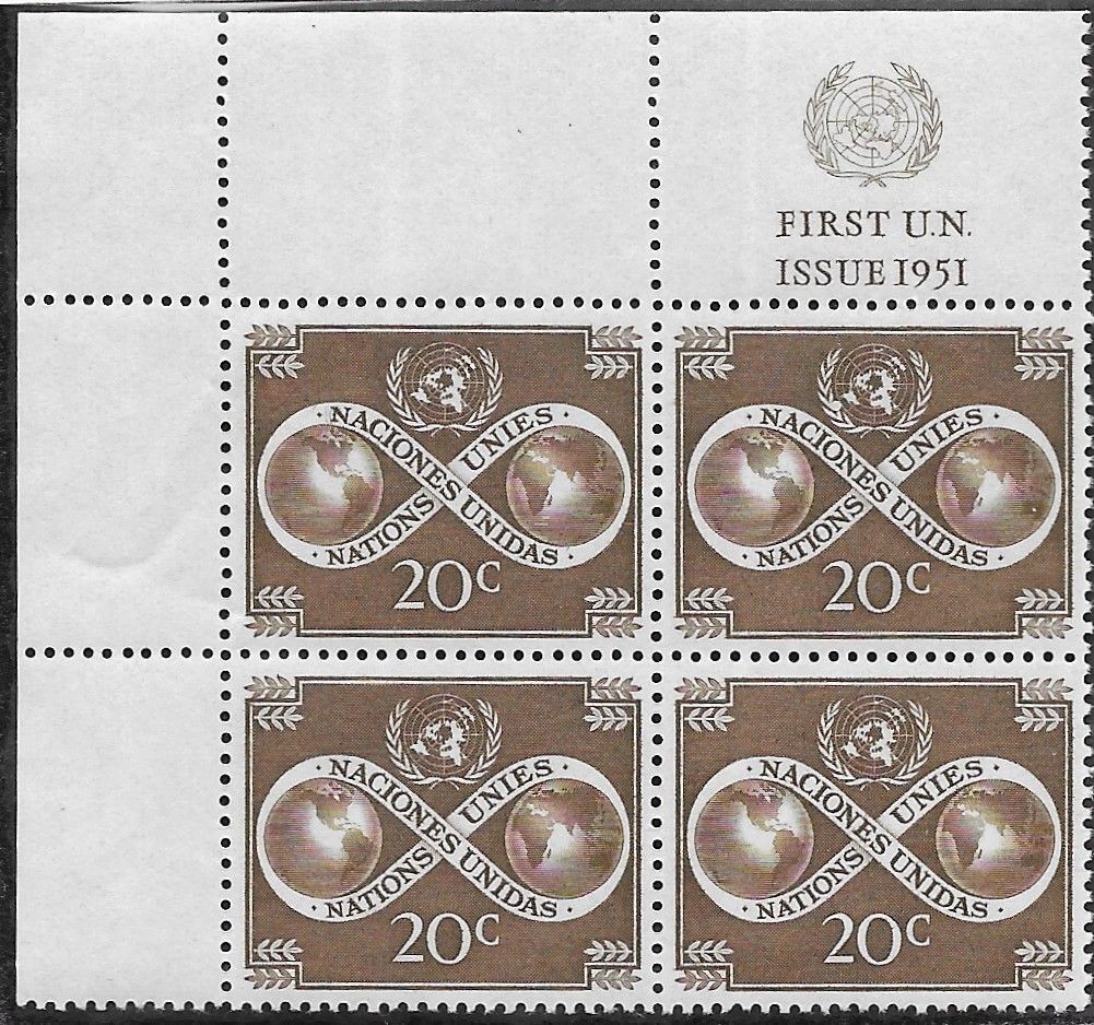 UN-NY # 8 M.I. Block/4- U.L. (1) Mint NH | Worldwide - United Nations ...