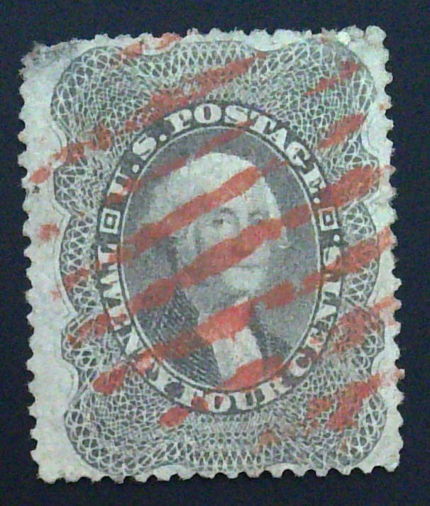Scott #37 - VF - 24c Gray Lilac - Washington - Used with Red cancel ...