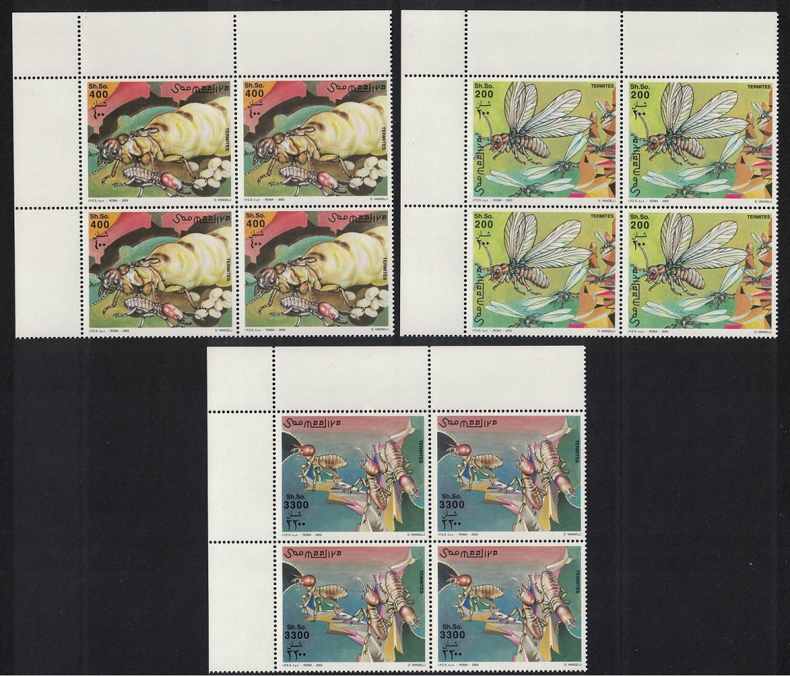 Somalia Termites 3v Corner Blocks of 4 2003 MNH | Africa - Somalia ...