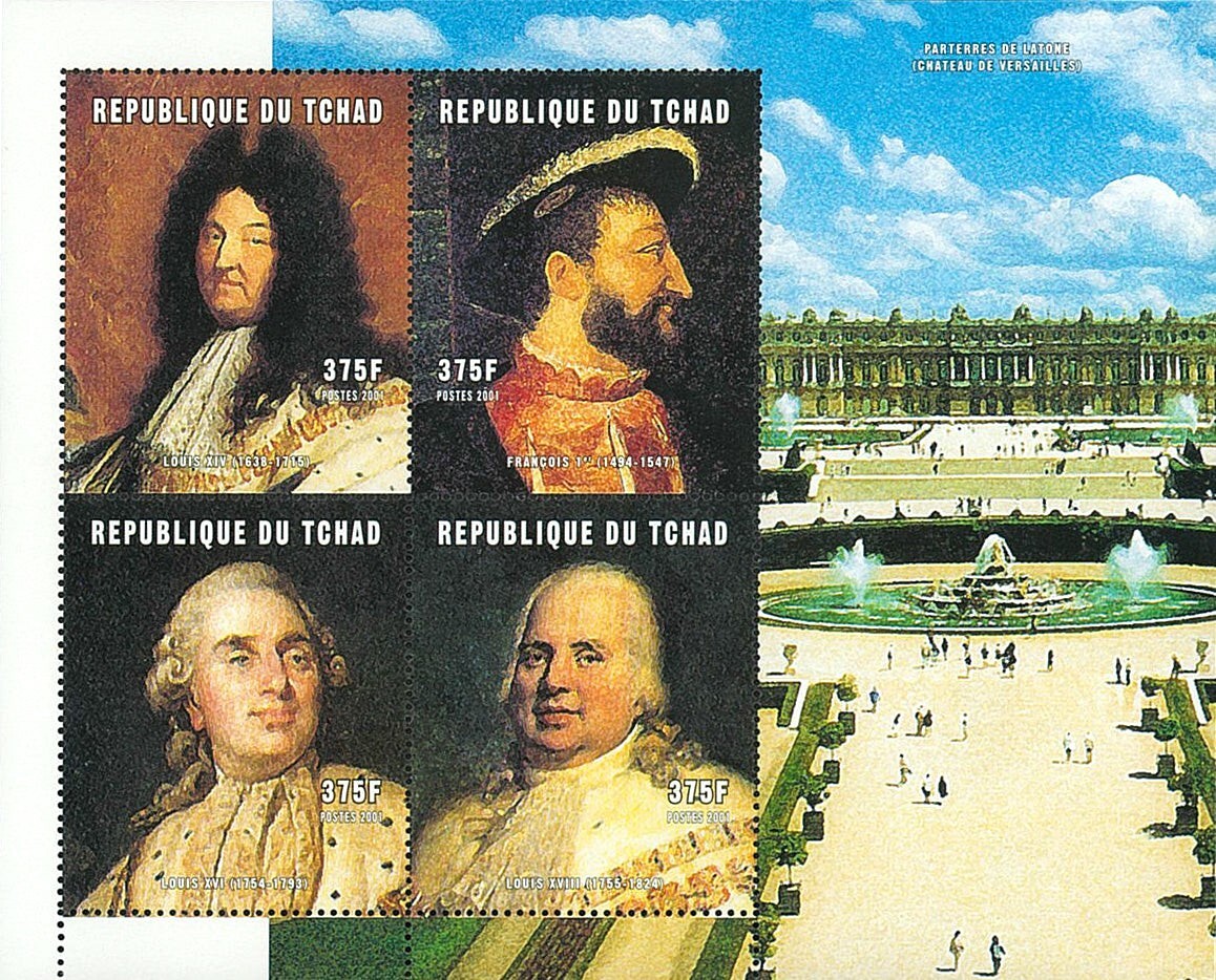 Chad 2001 Imperf. Famous characters - Kings of France Block Collective ...