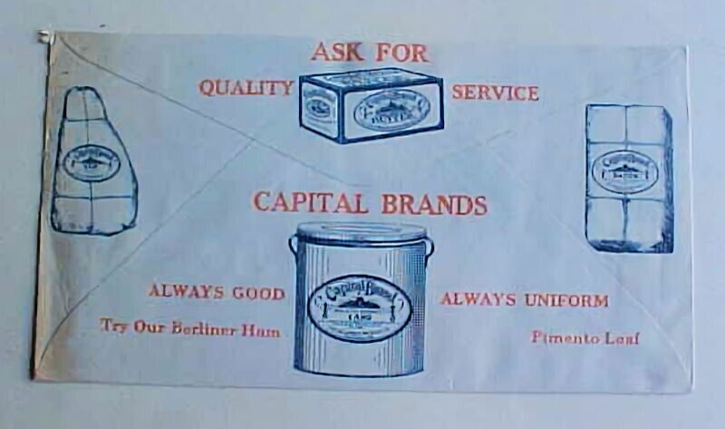 US Capital Brand HAM Butter Beacon Lard Pictorial AD 1933 Columbus Ohio ...