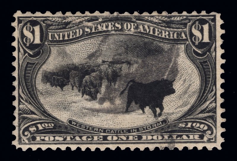 US Stamps # 292 $1 Trans-Miss Cattle in the Storm Used LOT #5407 ...