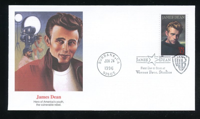 US 3082 Legends of Hollywood, James Dean UA Fleetwood cachet FDC ...