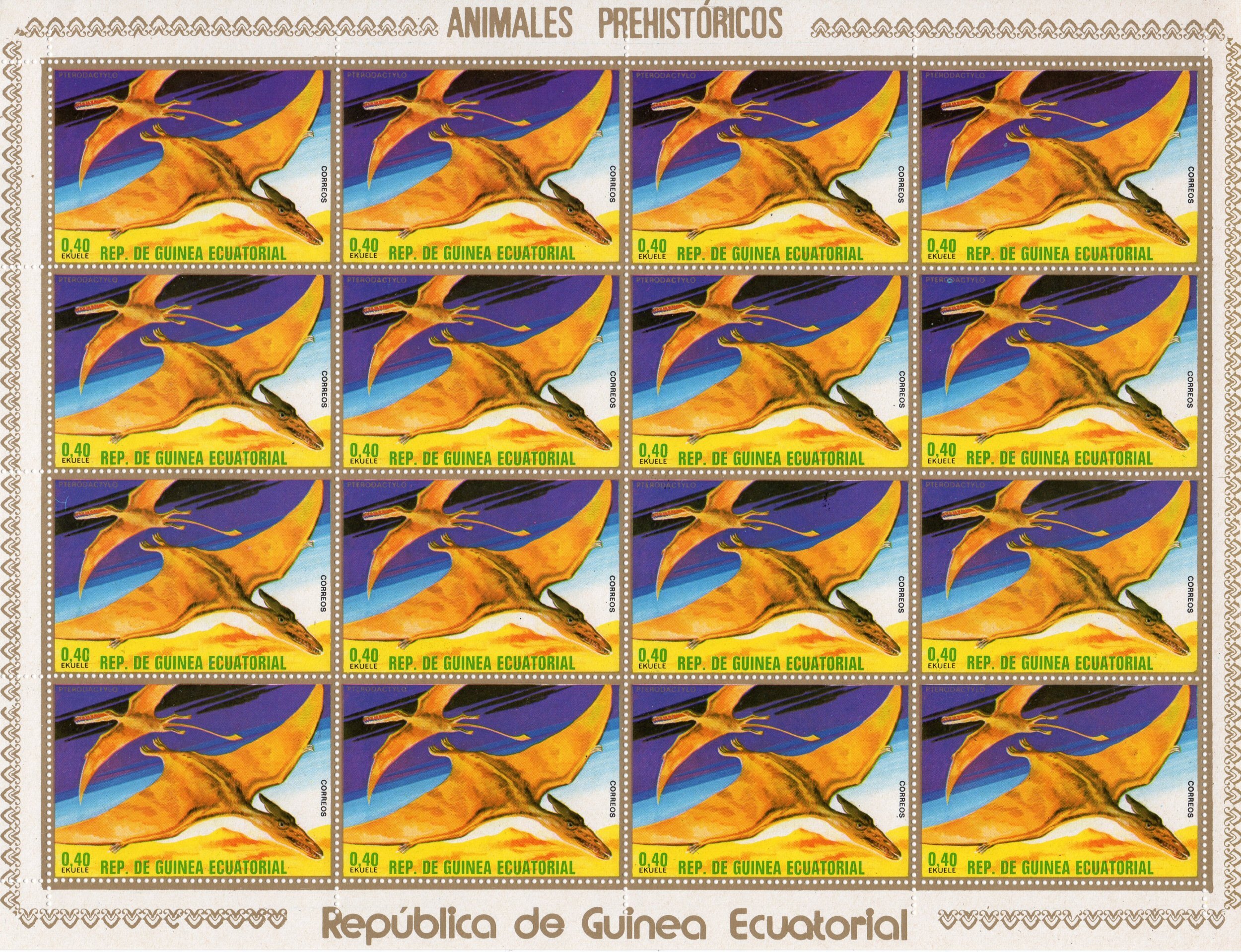 Equatorial Guinea 1978 Dinosaurs-Prehistoric Animals 7 MINI-SHEETLETS OF 16 each | Africa ...