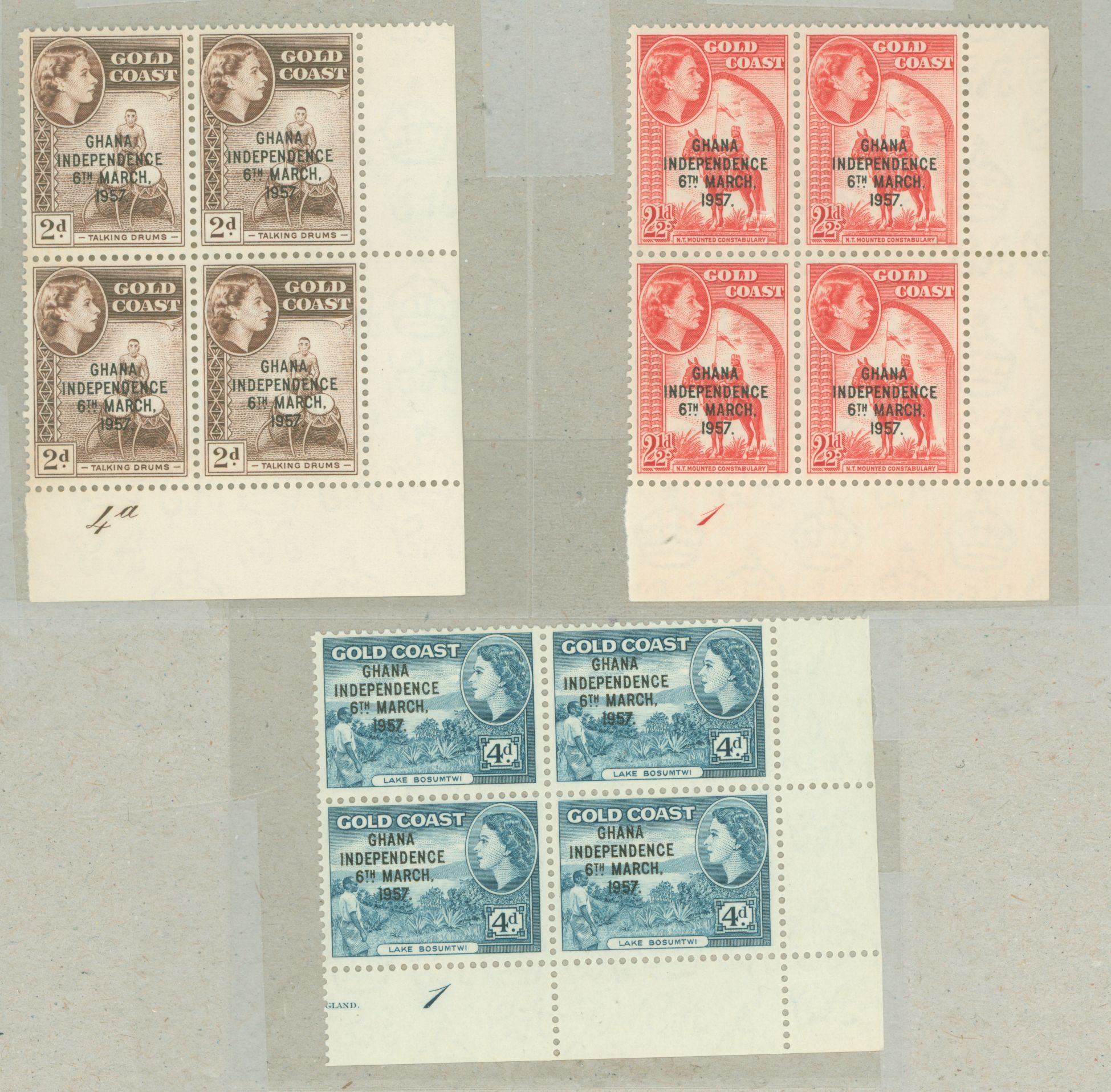 Ghana #25-27 Plate Block | Africa - Ghana, General Issue Stamp / HipStamp
