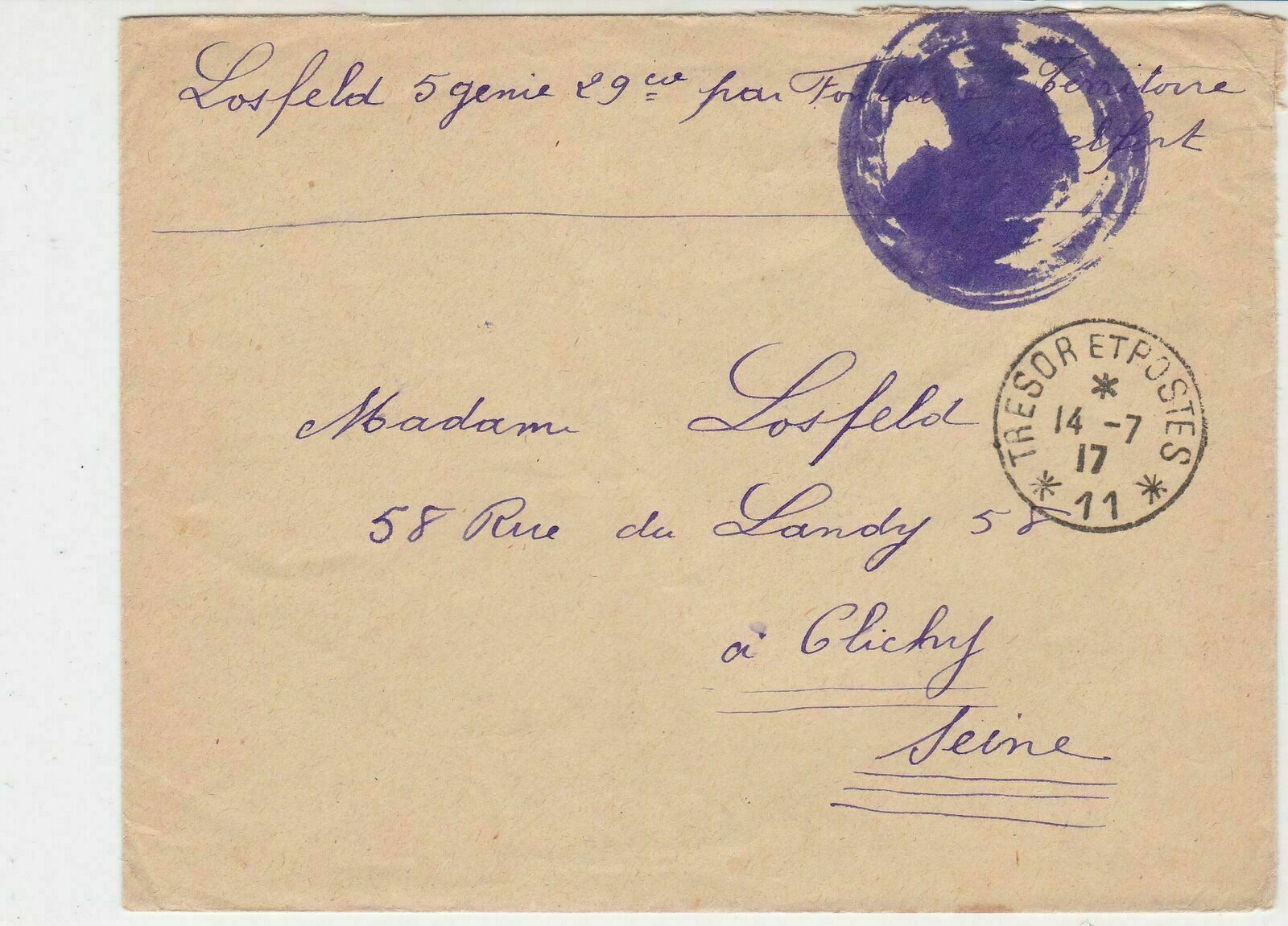 France WW1 French Military 1917 Tresor Et Postes No 11 Cover Ref 30951 ...