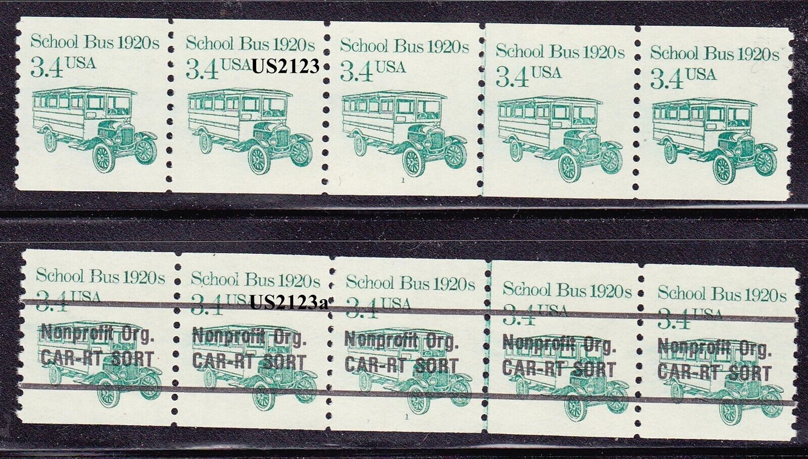 PNC5 3.4c Schoolbus US 2123, US 2123a Lot (2) MNH F-VF | United States ...