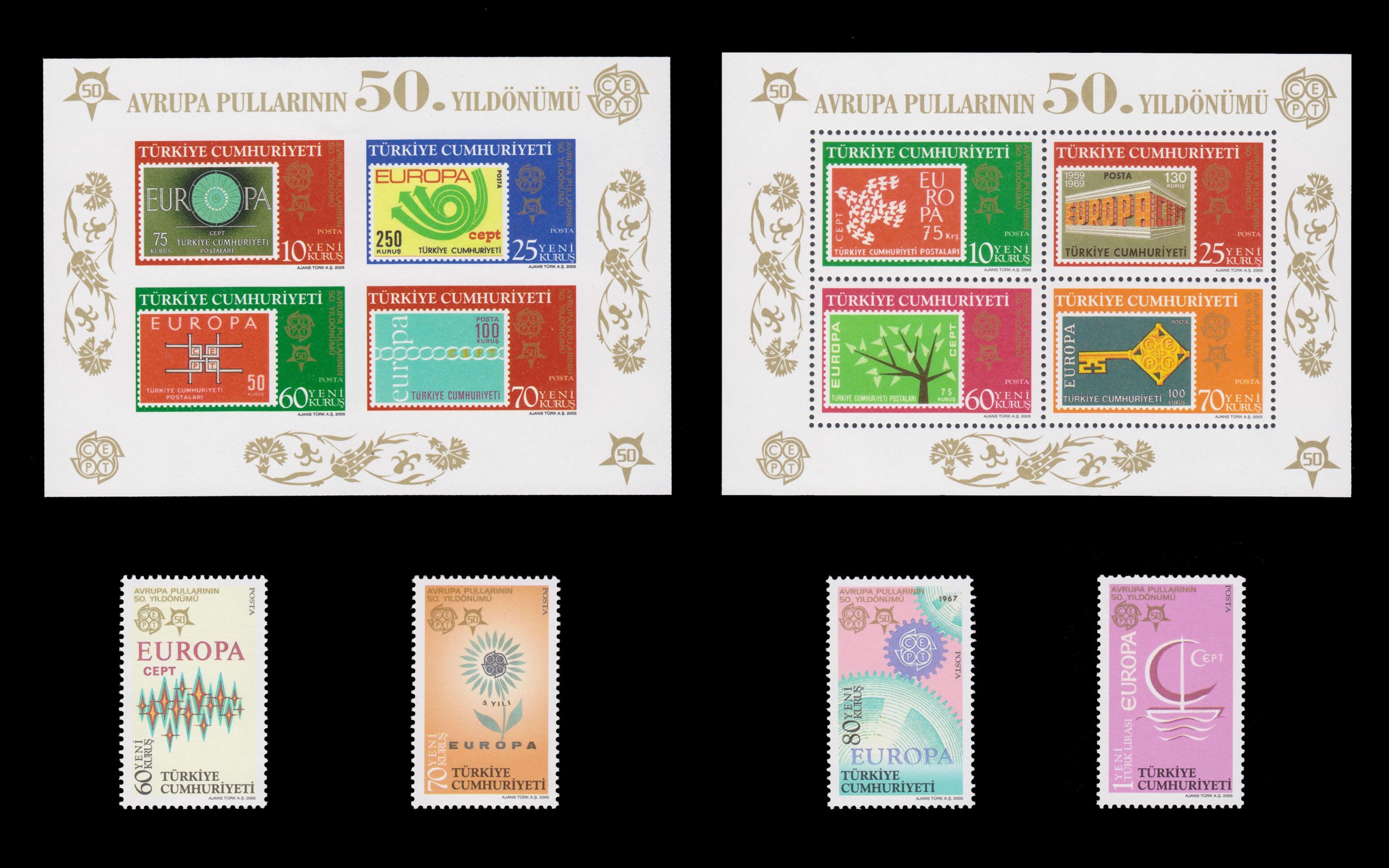 Turkey . 50th Anniversary Europa First Stamp. Scott 2981 - 84. Unused ...