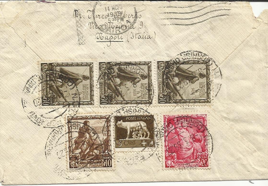 Empire Cent. 30 stripes of three on the back of envelope direct to ...