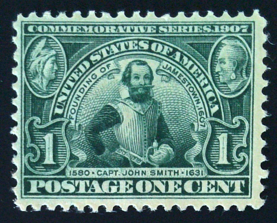 Scott #328 - VF - 1c Green - Captain John Smith - MNH - 1907 | United ...