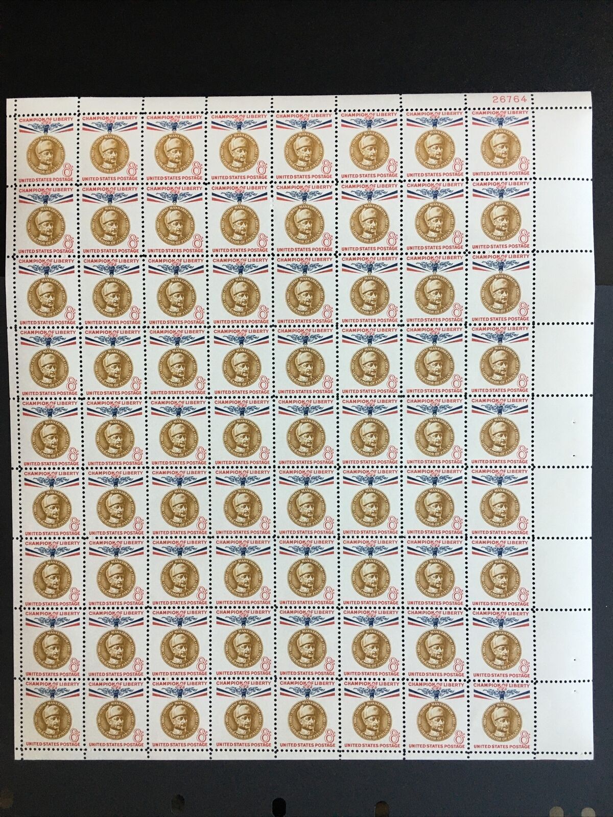 1960 sheet, 8-cent Champion of Liberty Baron Gustaf Mannerheim Sc# 1166 ...