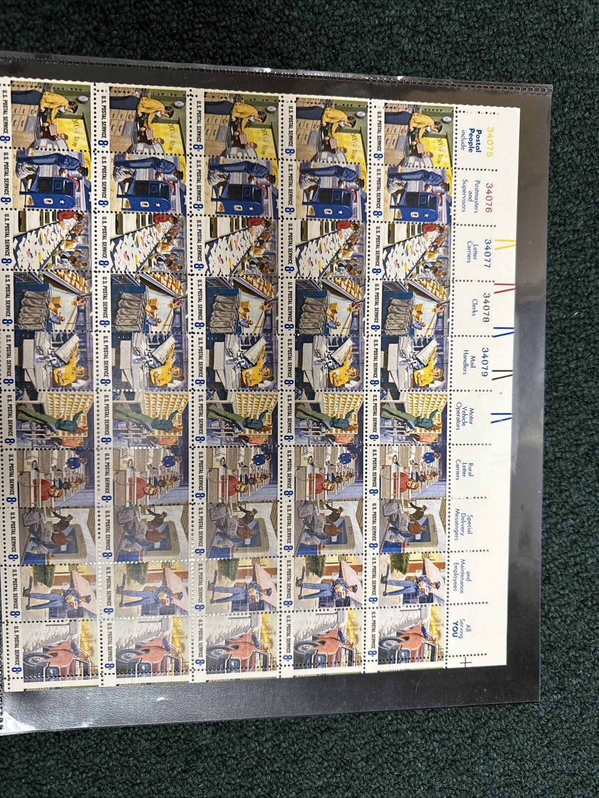 1489 -98 Postal People Sheet Of 50 With Partial Plate Number On Reverse ...