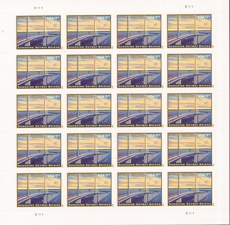 US Stamp - 2012 $5.15 Sunshine Skyway Bridge - 20 Stamp Sheet - Scott ...