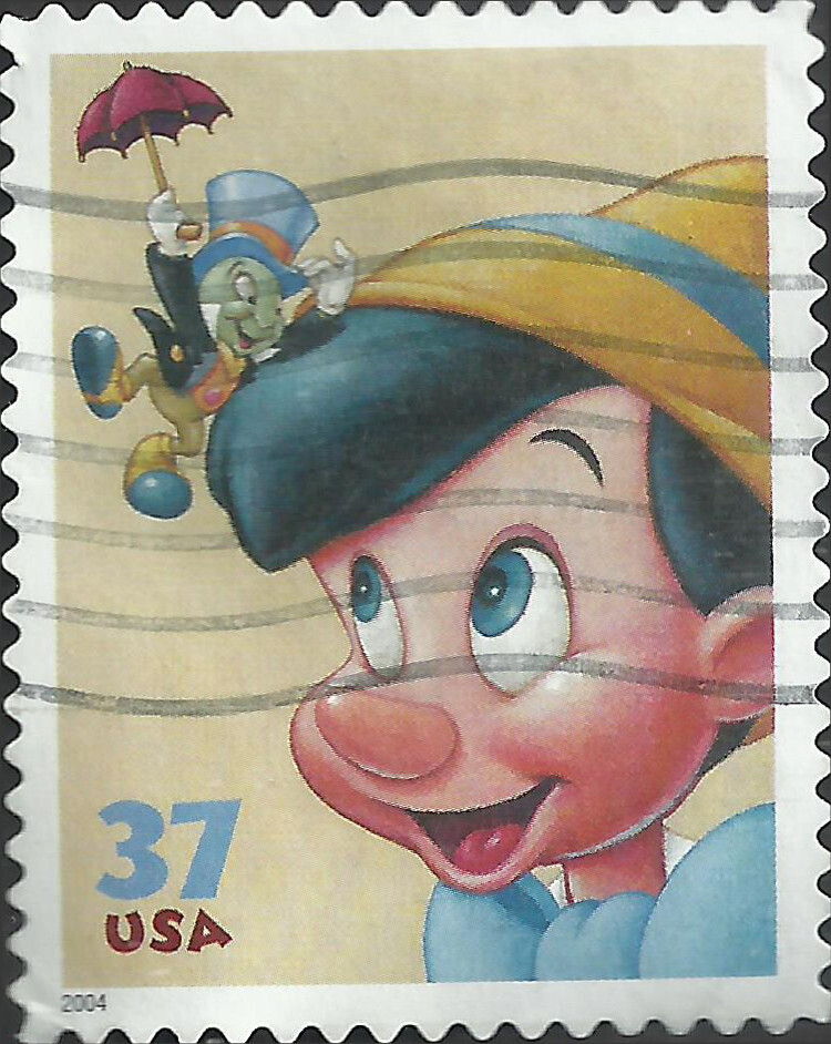 # 3868 Used Jiminy Cricket and Pinocchio | United States, General Issue ...