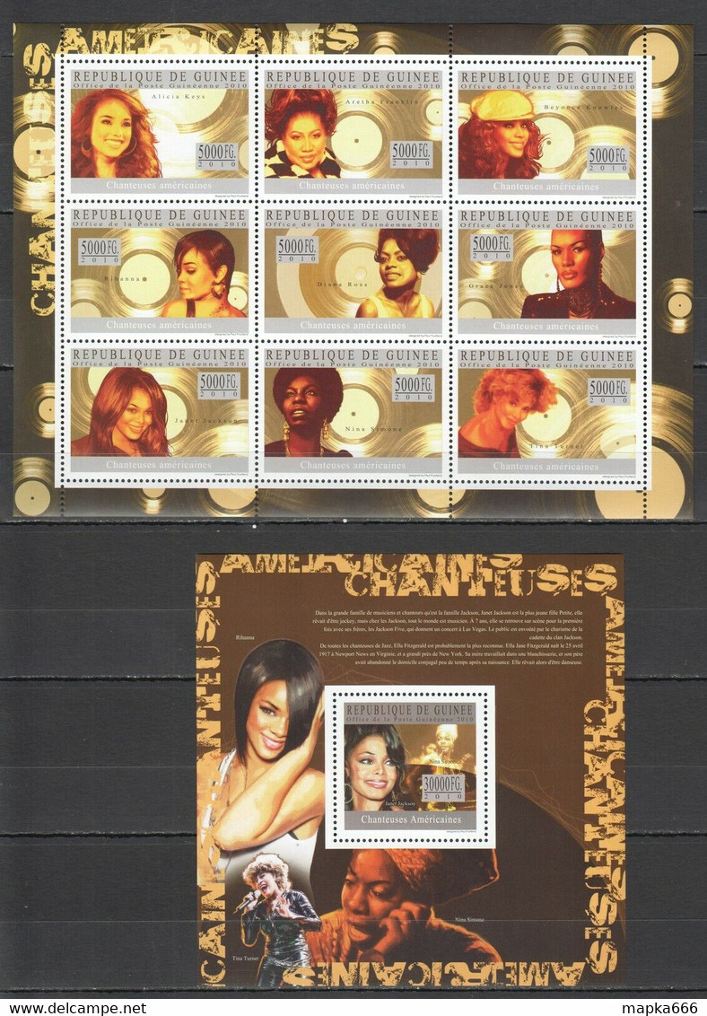 2010 Guinea Famous People Music American Singers 1Kb+1Bl ** Bc333 ...