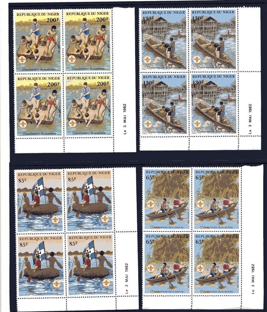 1982 Niger Boy Scouts 75th anniv canoes beach pl blocks | Africa ...