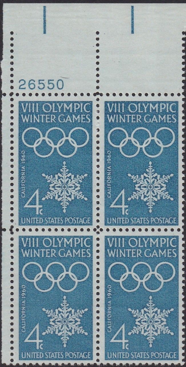 1146 Olympic Winter Games Plate Block MNH | United States, General ...