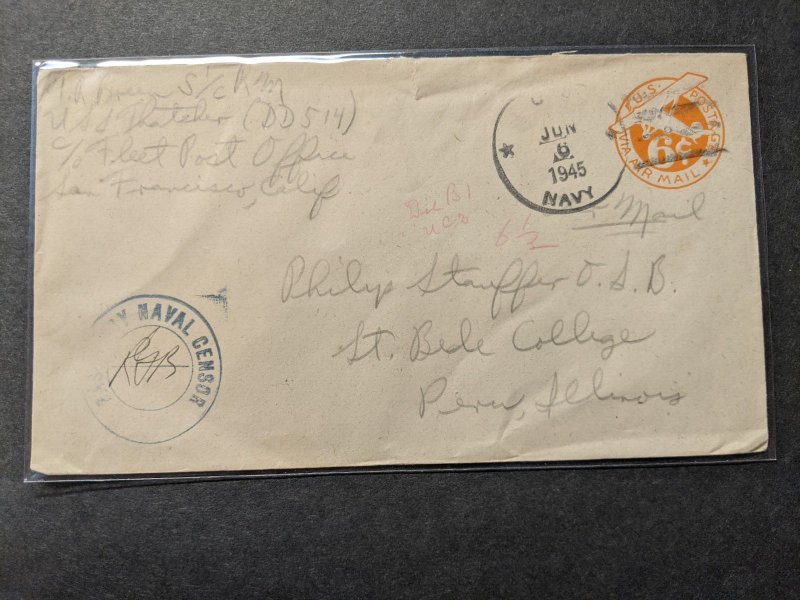 USS THATCHER DD-514 Naval Cover 1945 Censored WWII Sailor's Mail ...