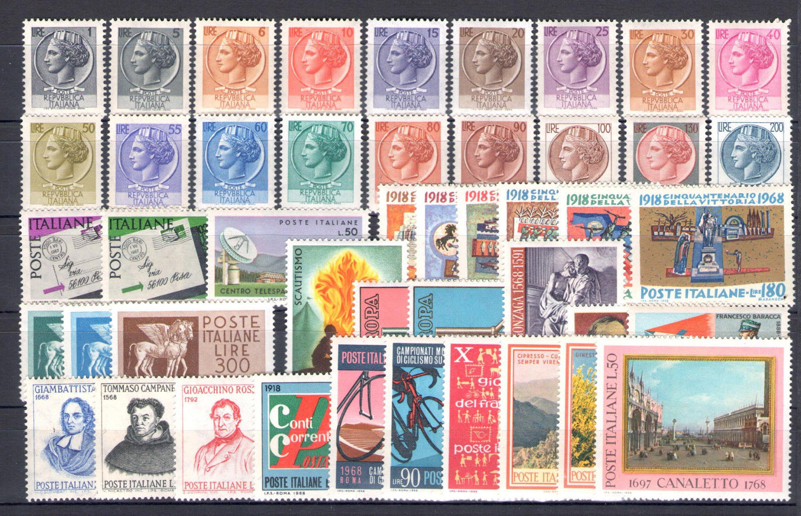 1968 Italy Republic, new stamps, Year Set 46 values - MNH ** | Europe ...