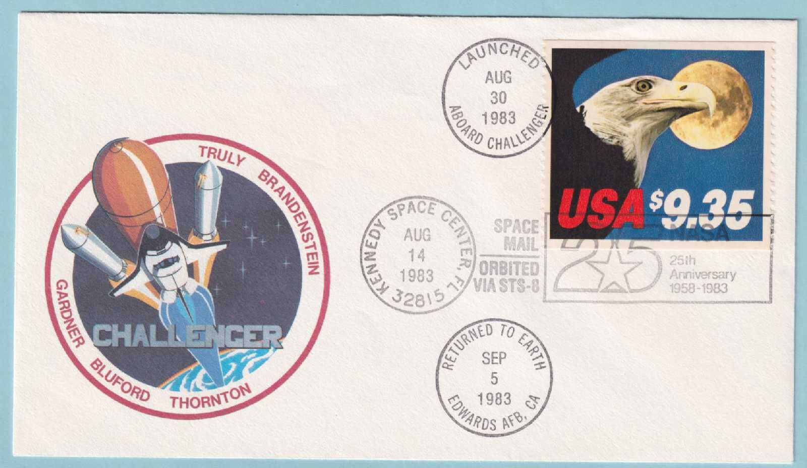 United States 1909 on Nasa 25th Anniversary Cover - Challenger Cachet ...