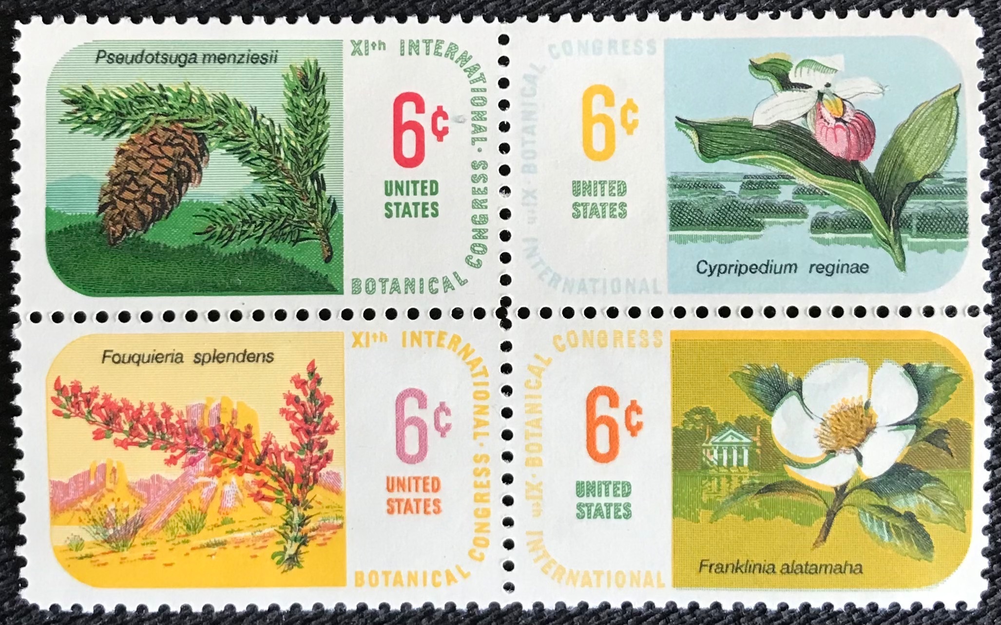 US MNH #1376-1379 Block of 4 Botanical Congress Flowers SCV $1.40 ...