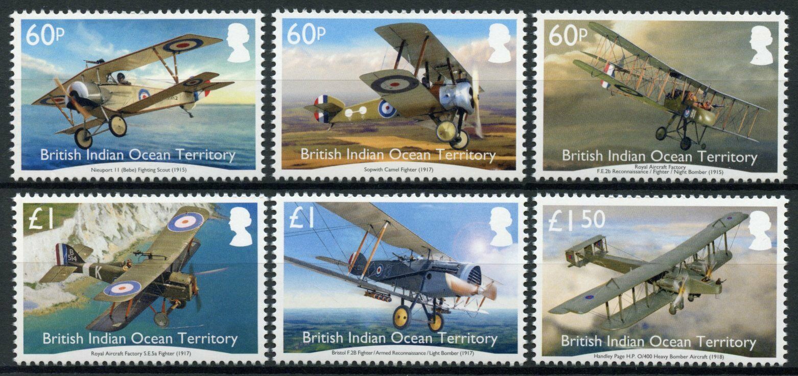 BIOT Military Stamps 2017 MNH WWI WW1 Aircraft British Service Aviation ...