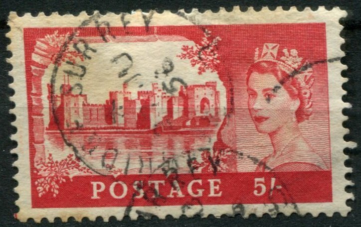 Great Britain Sc#526 Used, 5s brt rose red, Queen Elizabeth II - High ...