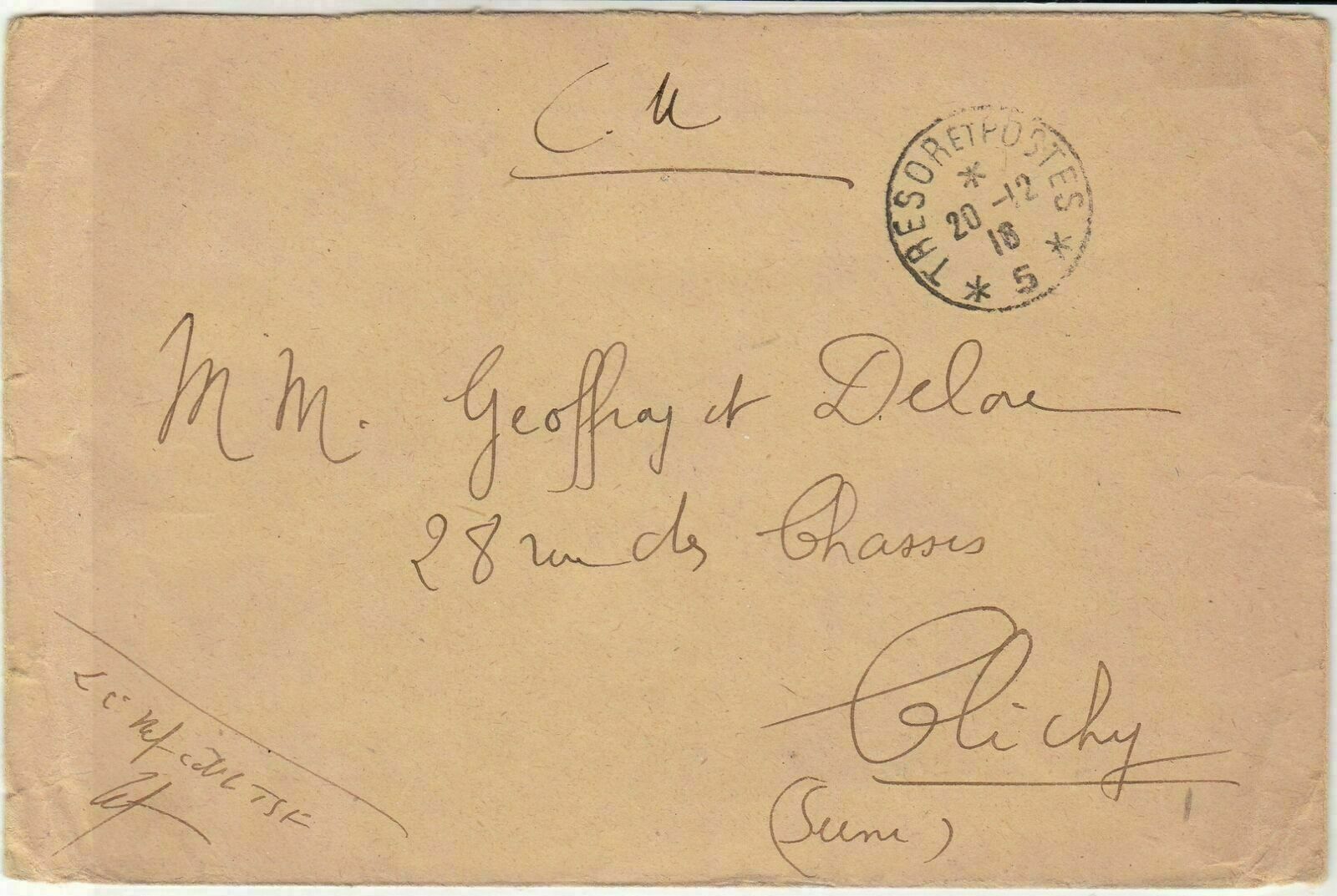 France WW1 French Military 1916 Tresor Et Postes No 5 Cover Ref 30957 ...