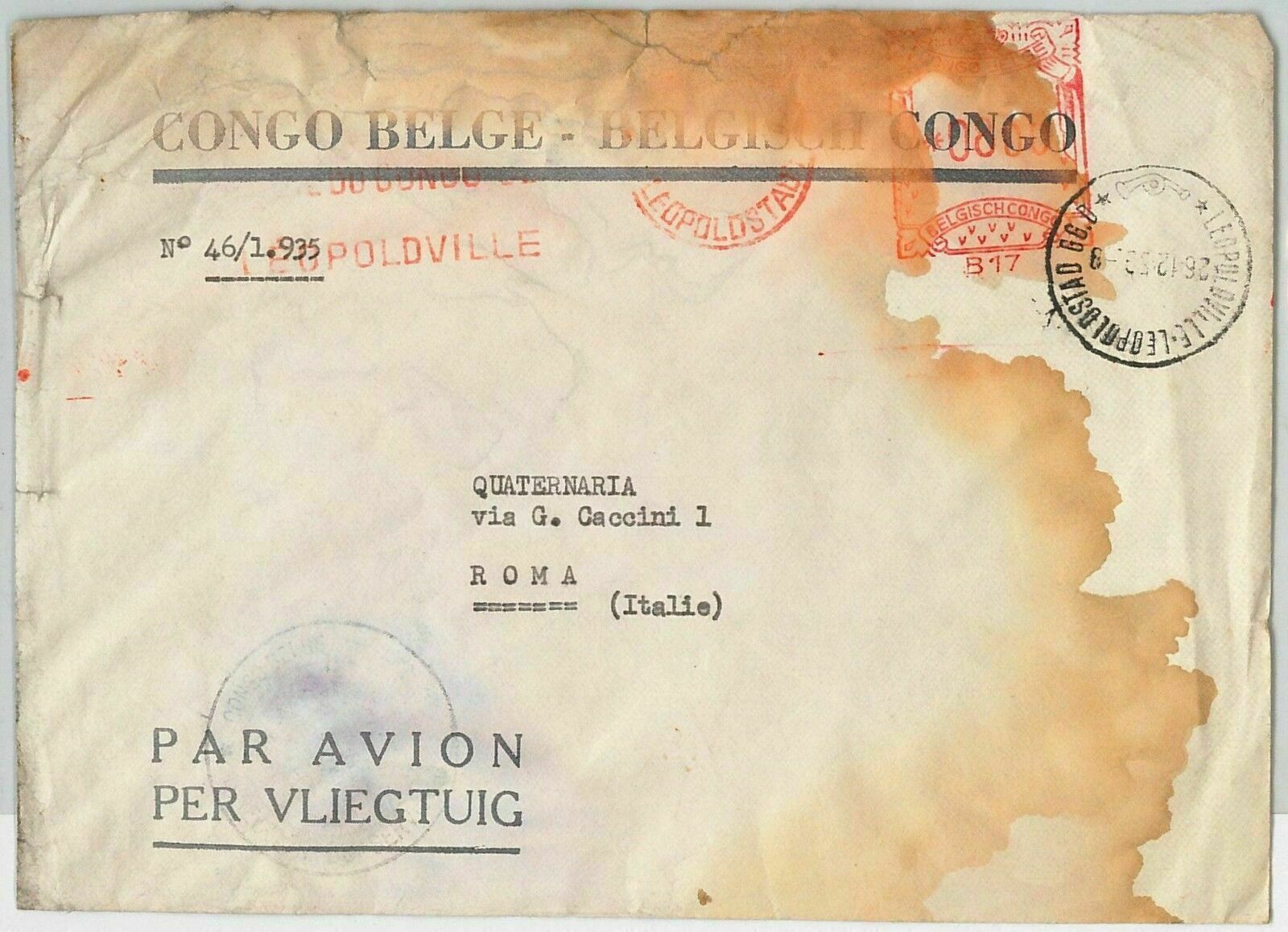 41931 - BELGIAN CONGO Belgian - postal history - LETTER with beautiful ...