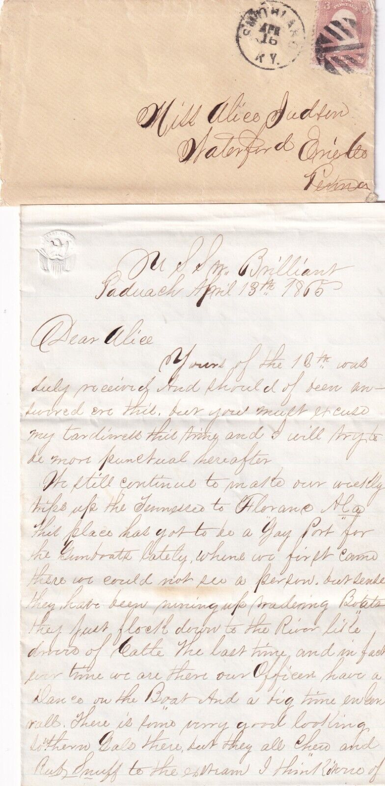 Civil War: USS Brilliant (Gunboat, Smithland, KY) to Penna 1865 w ...