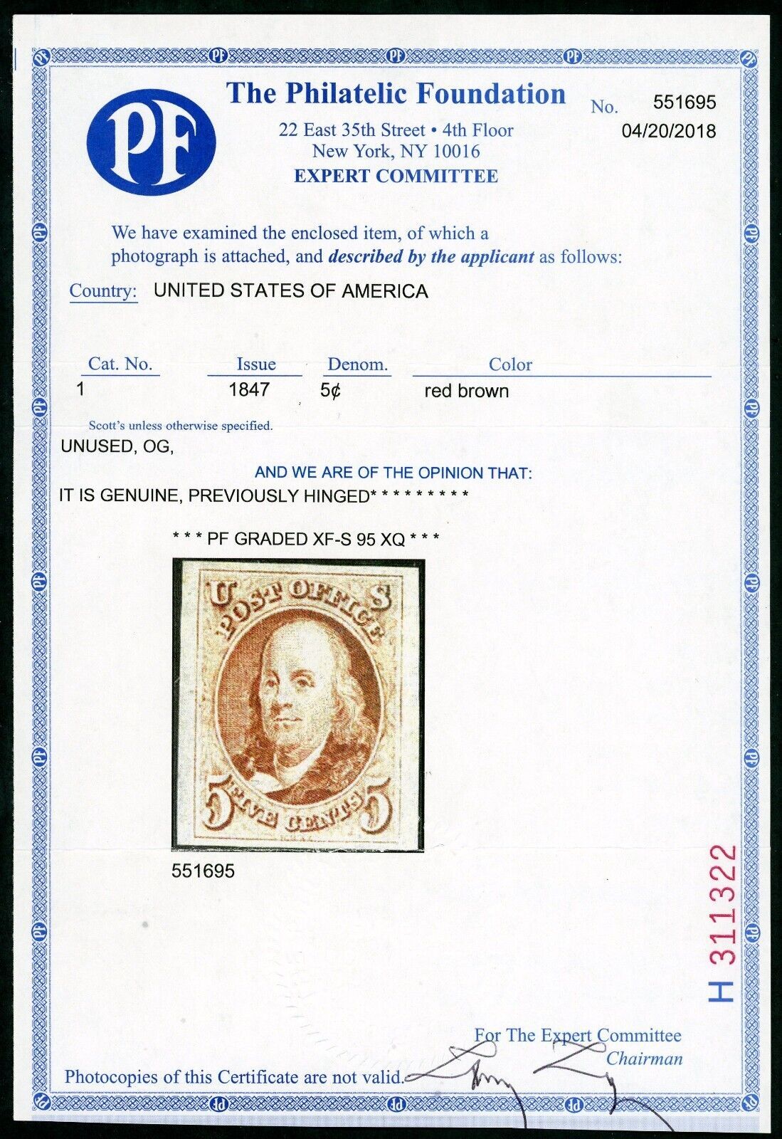 SC# 1 Mint 95xq ONE of the Finest to Exist Xf-Superb Full OG PF Cert AK ...