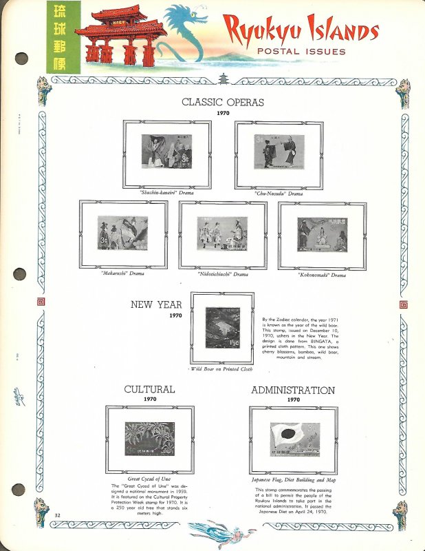 White Ace Ryukyu Islands Stamp Album used; 44 pages (1948-1972) / HipStamp
