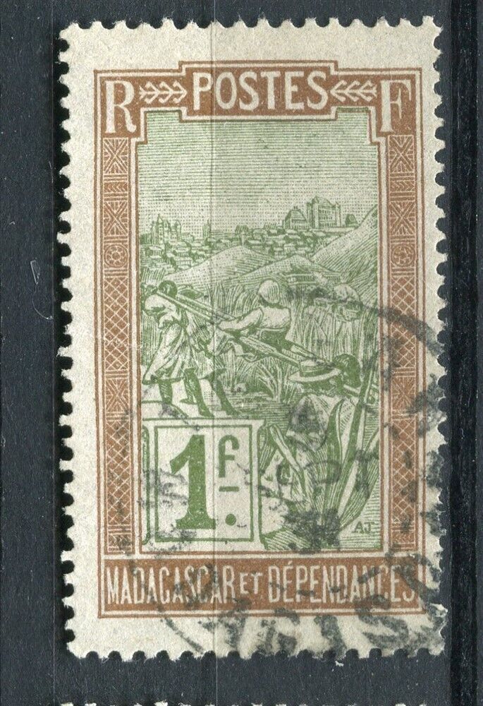 FRENCH COLONIES; MADAGASCAR early 1900s pictorial issue used 1F ...