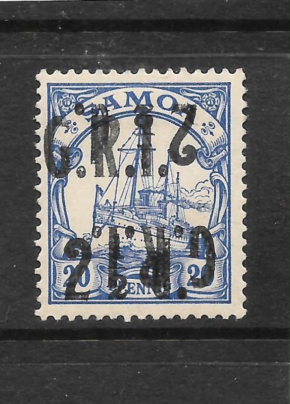 Samoa GRI 1914 2 1/2d on 20pf Yacht Inverted Double Ovpt MLH SG 104ce ...