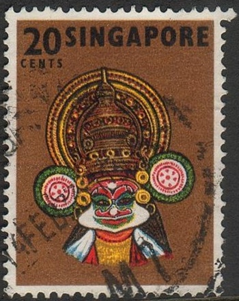 Singapore#90 - Kathak Kali, Indian dance Mask -Used (Si-020) | Asia ...