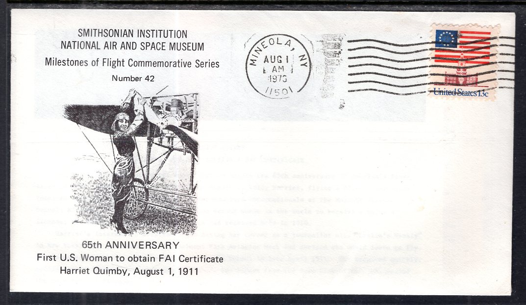 US Smithsonian Milestones of Flight # 42 First Woman FAI Certificate ...
