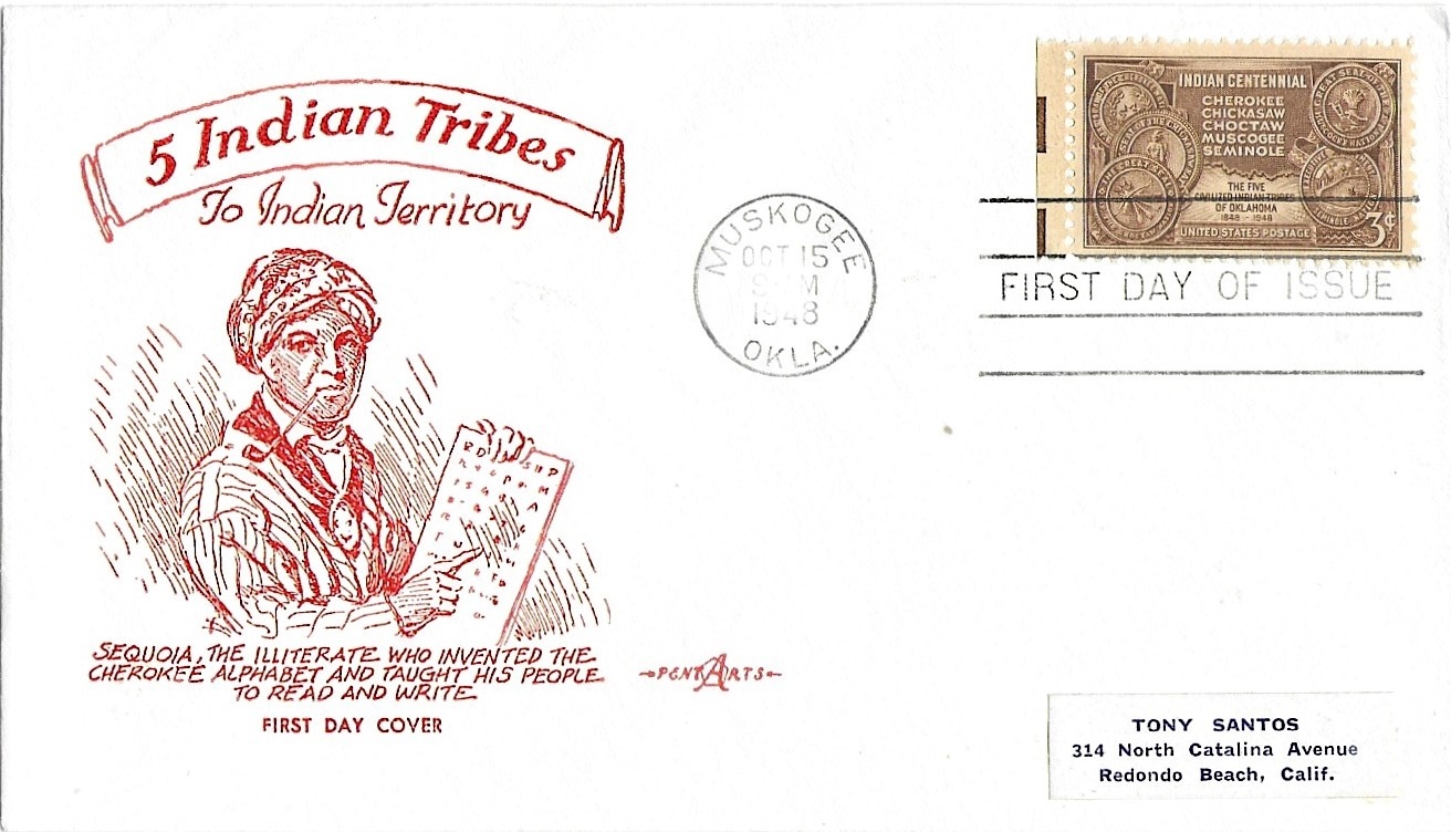 1948 FDC, #972, 3c Indian Centennial, Pent Arts | United States ...
