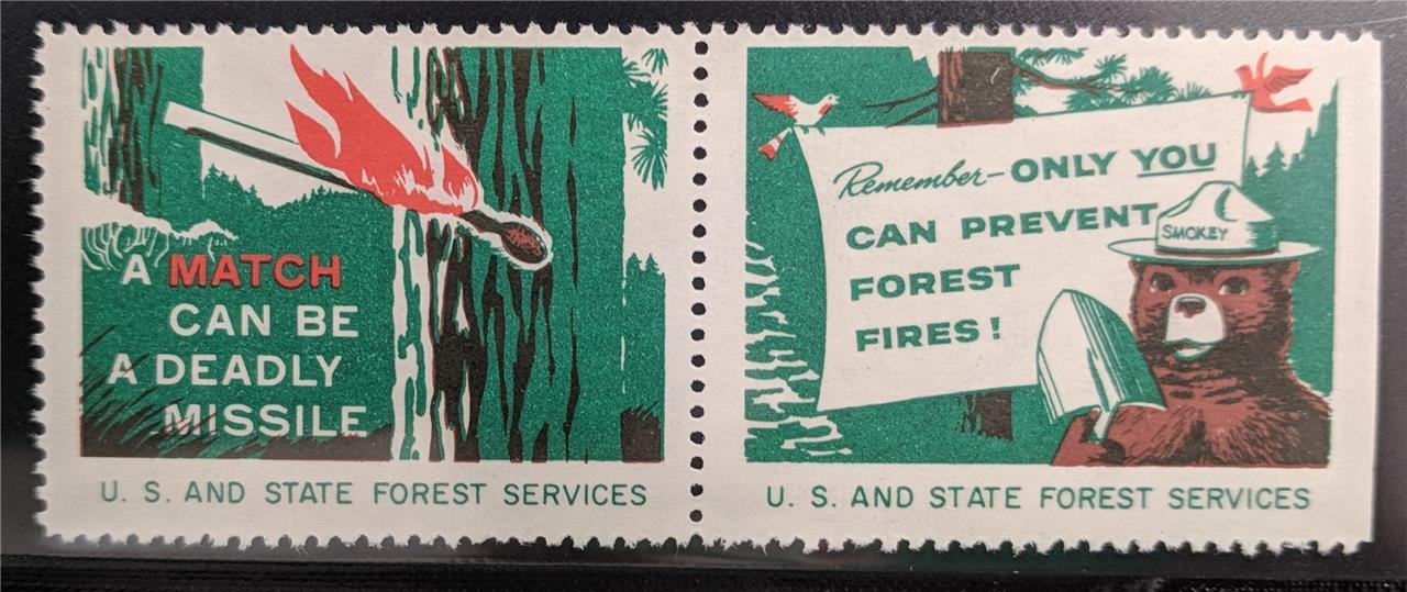 US Poster Stamps Forest Service Smokey the Bear 12 Labels Prevent ...