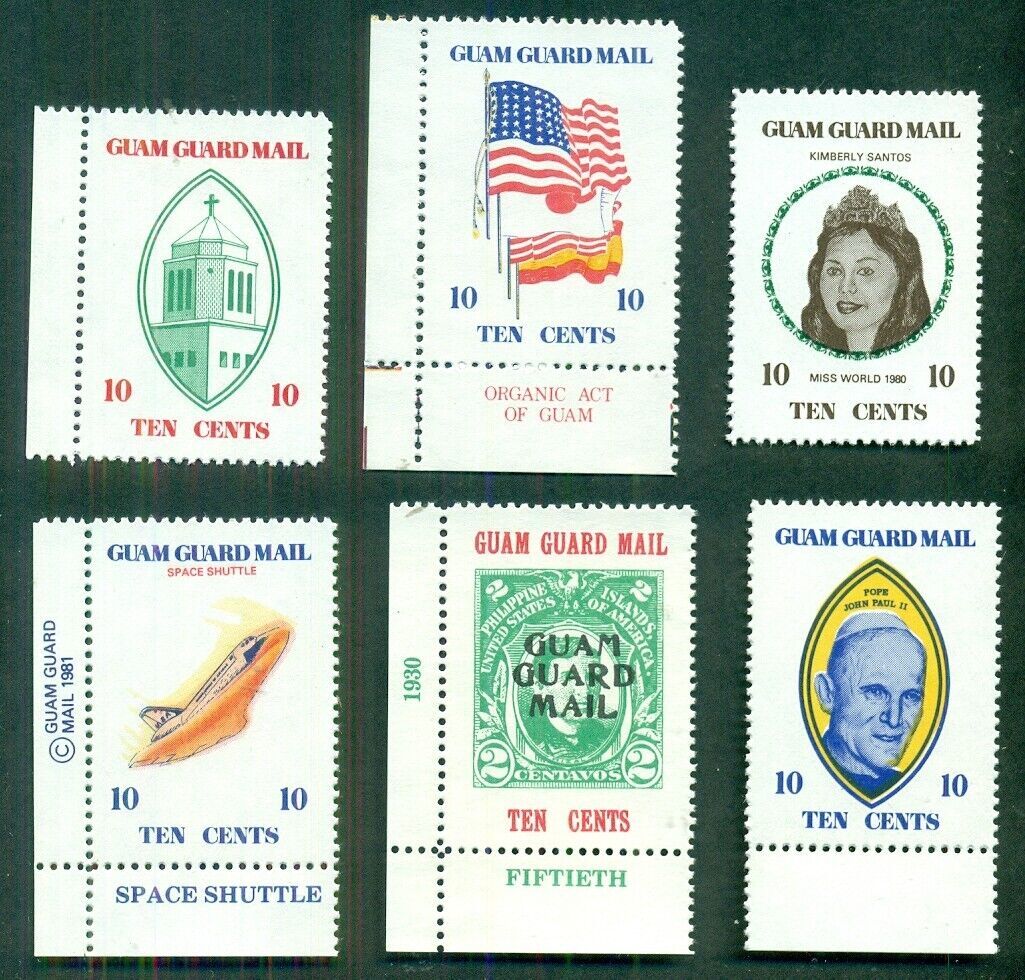 GUAM GUARD MAIL, Set of 6 Commemorative labels, NH, VF | United States ...