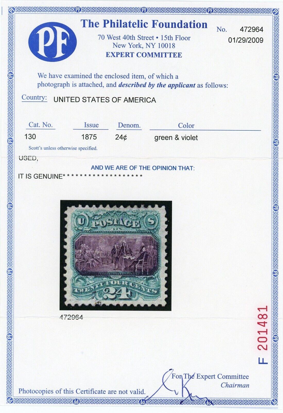US Scott #130 Used Extra Fine - GEM W/ PF Cert a Fantastic Stamp ...