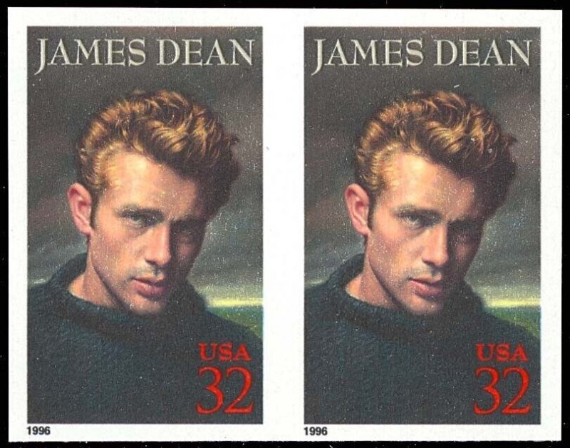 3082a, Mint XF NH 32¢ James Dean Imperforate Pair Error - Stuart Katz ...