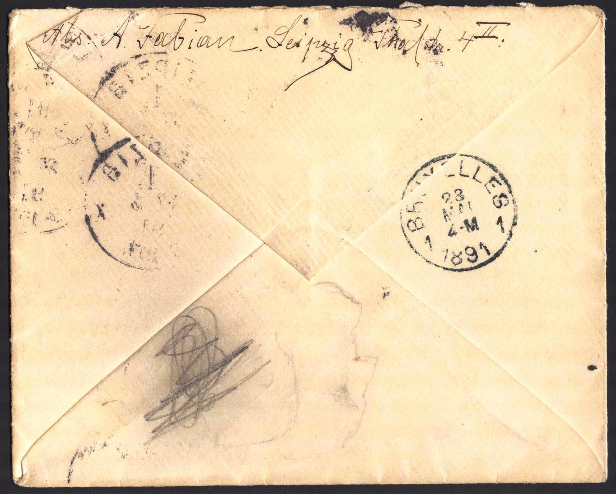 Germany 1891 Letter from Leipzig to Belgium Bruxelles 2 scans. | Europe ...