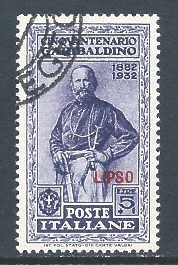 Italy-Lisso #26 Used 5L+1L Giuseppe Garibaldi Issue Ovptd. "Lipso ...
