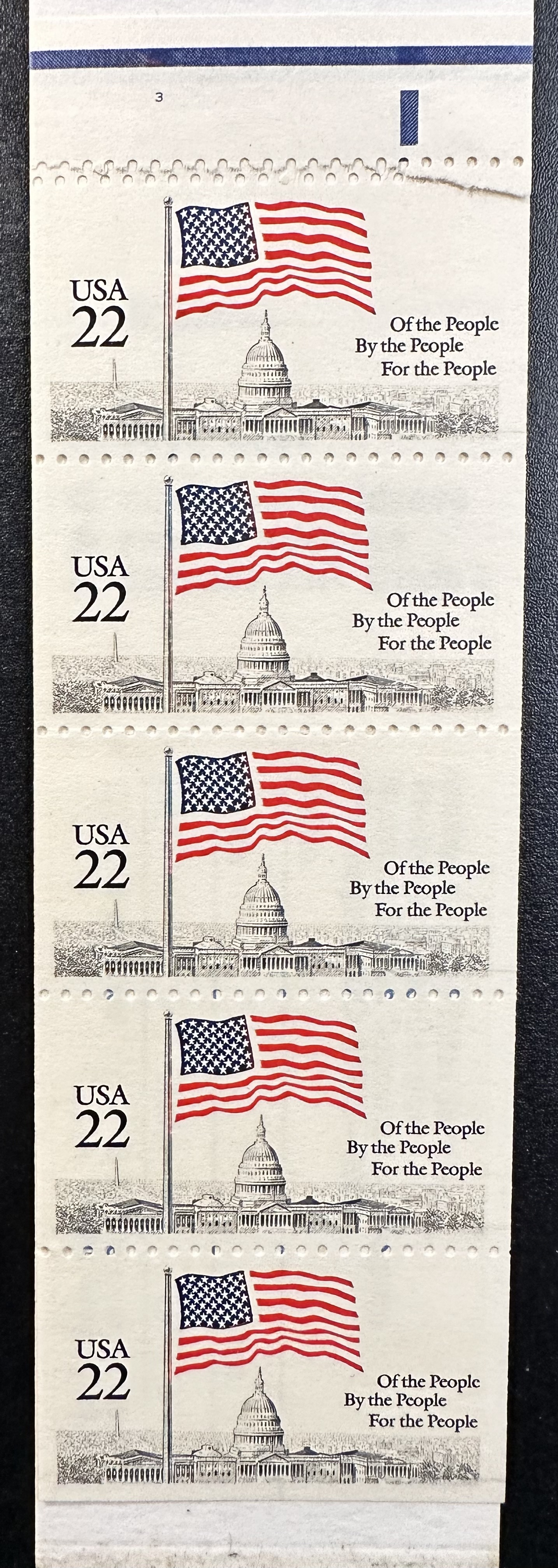 US #2116 MNH Booklet Pane of 5: 22c Flag & Capital 1985 [R1120 ...